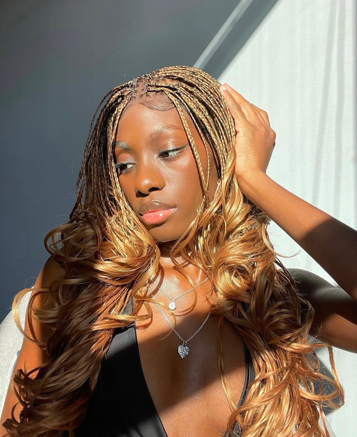 Dora layers french curly braided wig – Ohemaa Braidance